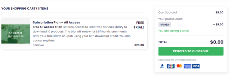 Get a FREE Trial from Creative Fabrica - Low Content Profits